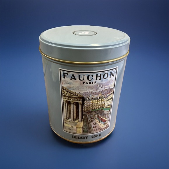 Kitchen | Fauchon Paris Metal Cookie Tin Box Vintage Blue | Poshmark
